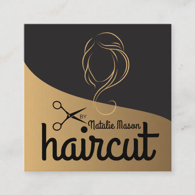 Haircut by Stylist Barber | Hair Square Business Card | Zazzle