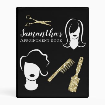 Hairdresser Black Appointment Book Mini Binder | Zazzle