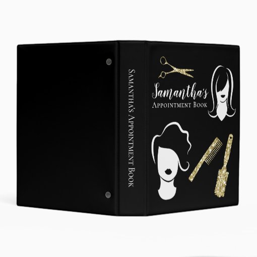 Hairdresser Black Appointment Book Mini Binder | Zazzle