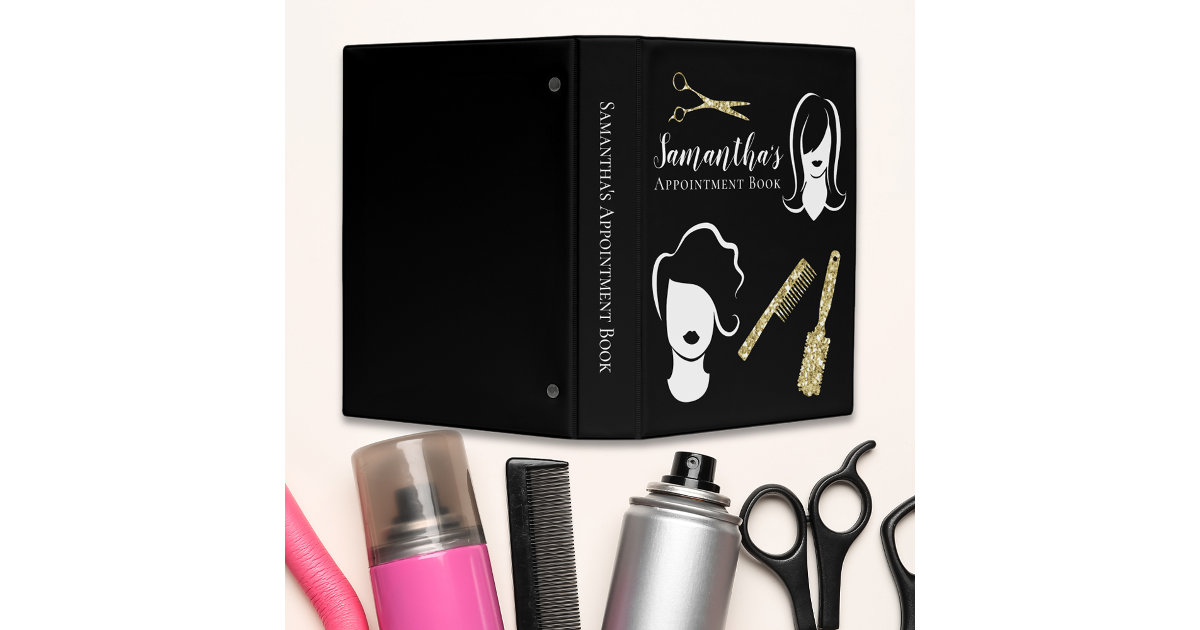 Hairdresser Black Appointment Book Mini Binder | Zazzle