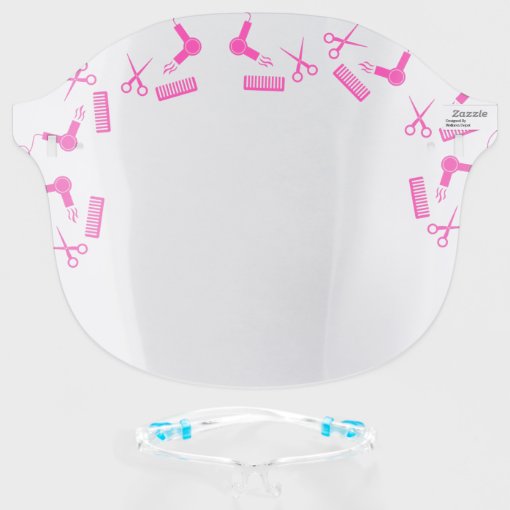 Hairdresser Hair Cutting Scissors Salon Pink Face Shield | Zazzle
