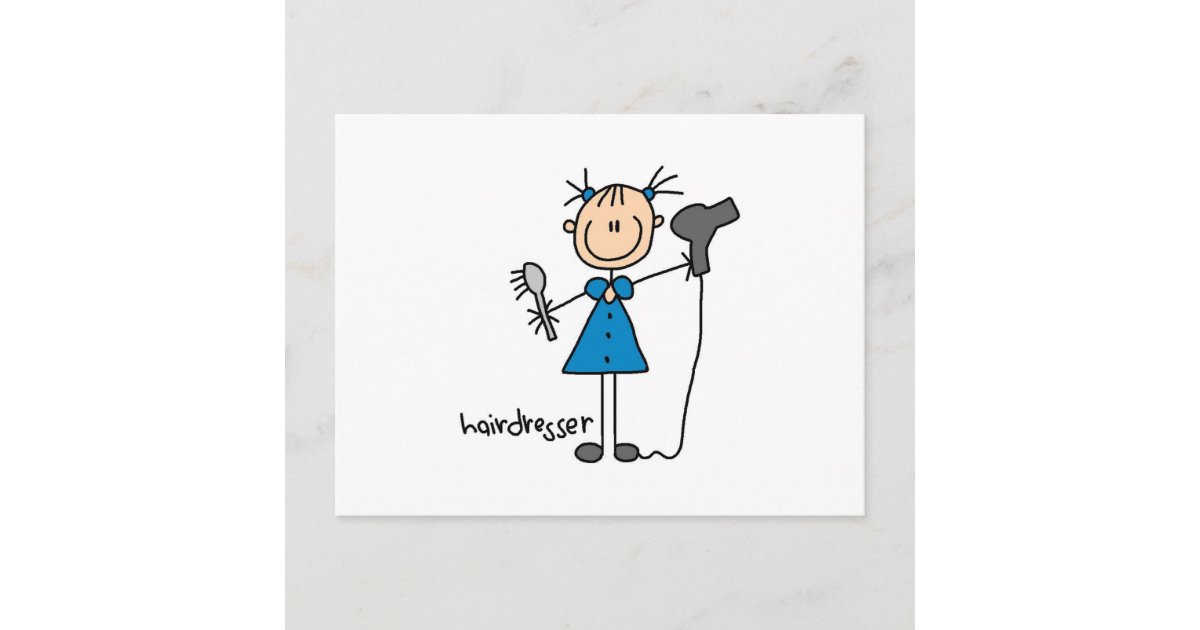 Hairdresser Stick Figure Postcard | Zazzle