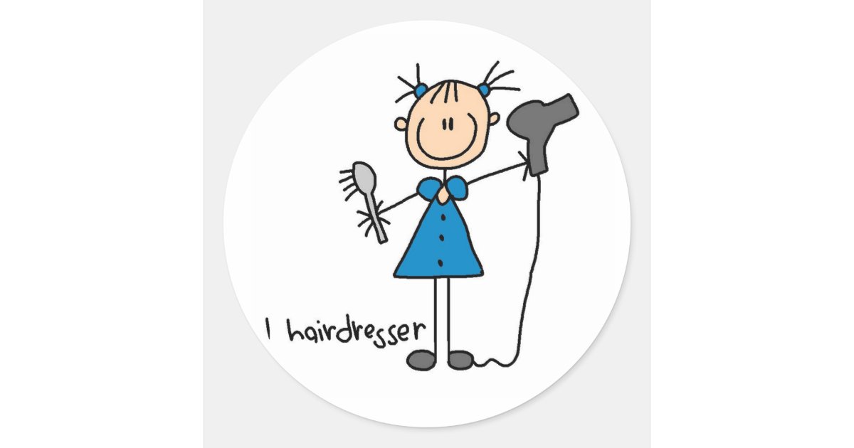 Hairdresser Stick Figure Sticker | Zazzle