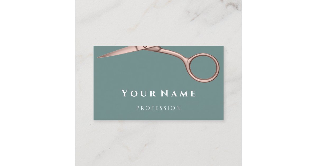Hairdresser Stylist Scissors Rose Smoky Mint Business Card | Zazzle
