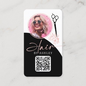 Hairstylist Modern QR Code Photo Business Card | Zazzle