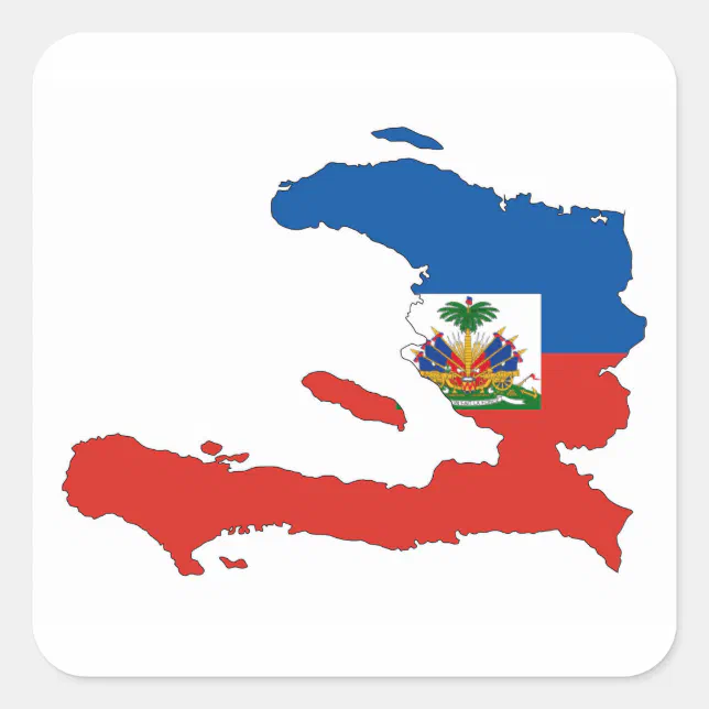 haiti country flag map shape symbol square sticker | Zazzle