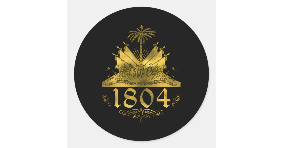 Haitian 1804 Gold Haiti Flag Emblem Classic Round Sticker | Zazzle