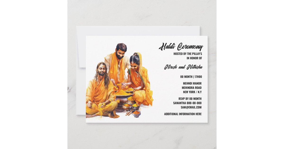 Haldi ceremony indian turmeric bride groom wedding invitation | Zazzle