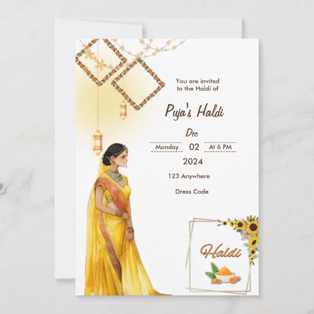 Haldi ceremony invitation | Zazzle