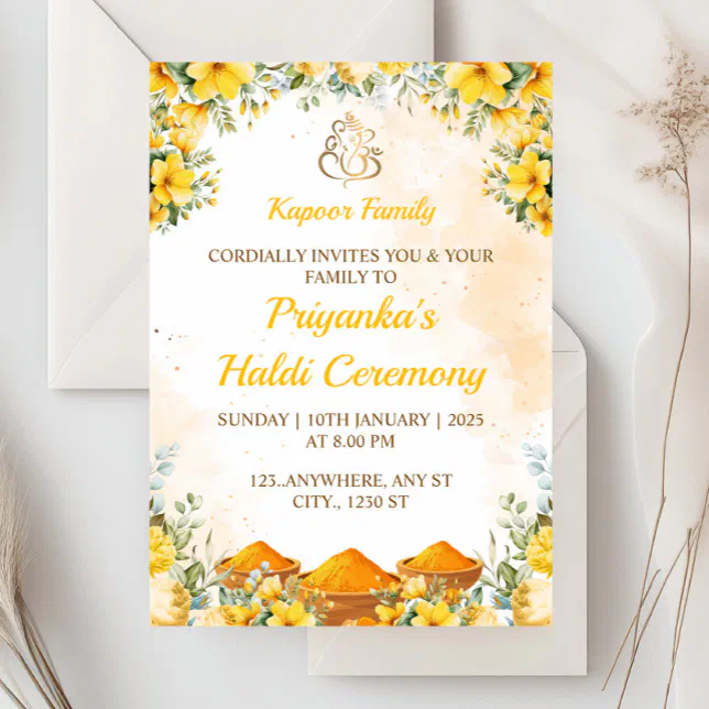 Haldi Ceremony Invitation Card, Pithi Invitation | Zazzle