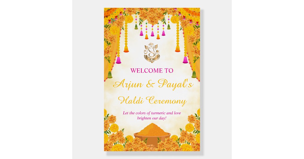 Haldi Ceremony Welcome Board, Maiyan Sign | Zazzle
