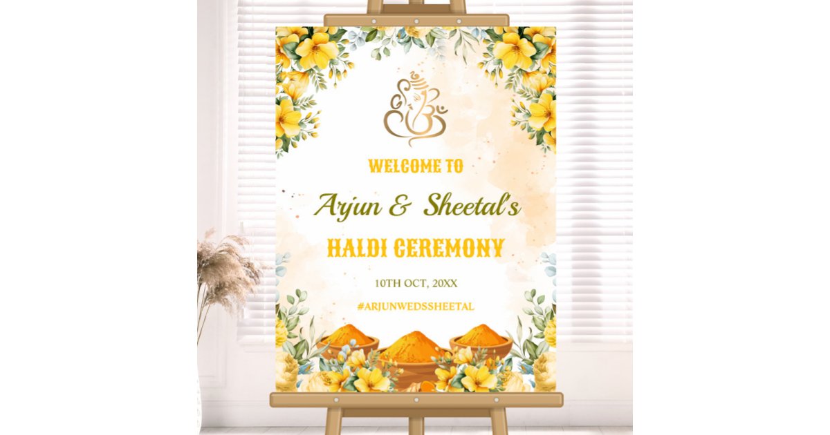 Haldi Ceremony Welcome Sign, Haldi Foam Board | Zazzle