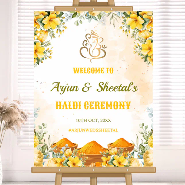 Haldi Ceremony Welcome Sign, Haldi Foam Board | Zazzle