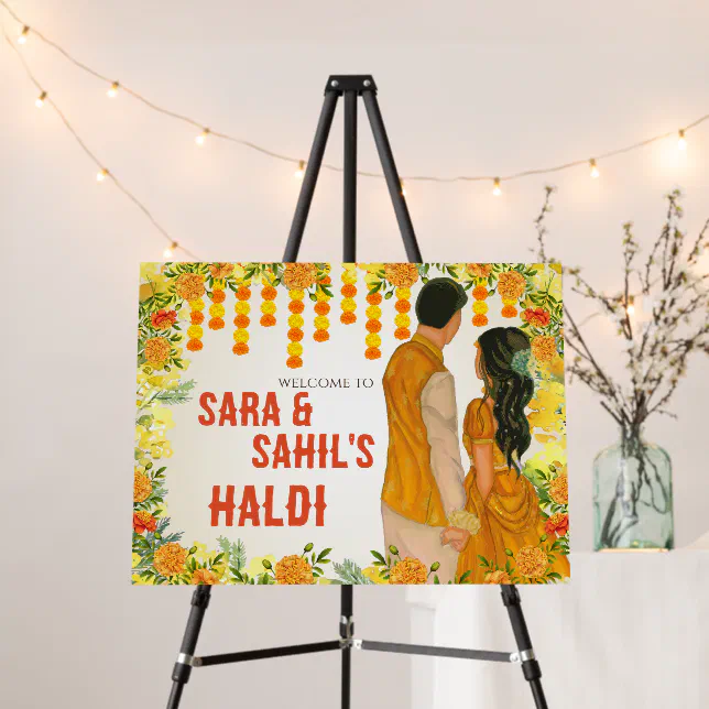 Haldi decoration as Haldi decor, Couple Haldi sign | Zazzle