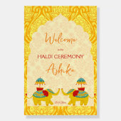 Haldi Indian wedding elephants yellow welcome sign | Zazzle