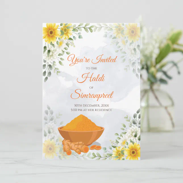 Haldi invitations & Haldi invites Holud invitation | Zazzle
