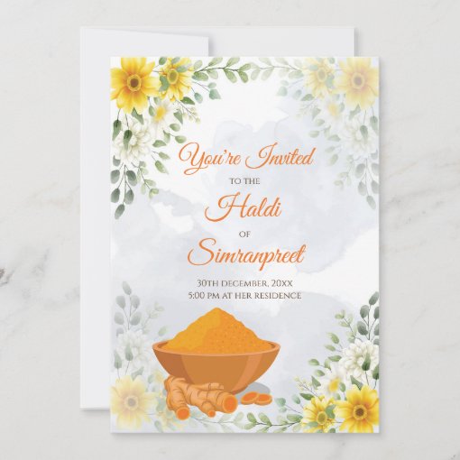 Haldi invitations & Haldi invites Holud invitation | Zazzle