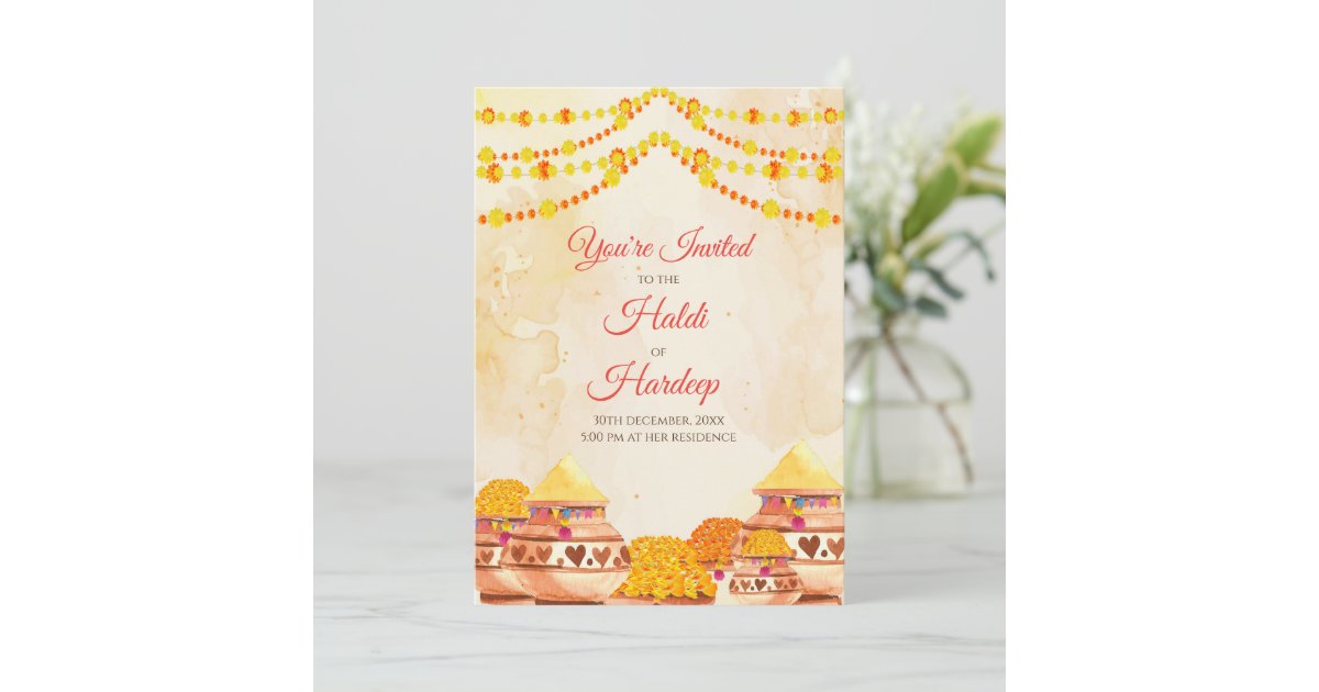 Haldi invites & Haldi invitations Holud invitation | Zazzle