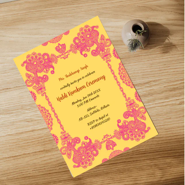 Haldi Kumkum Ceremony Invitation | Zazzle