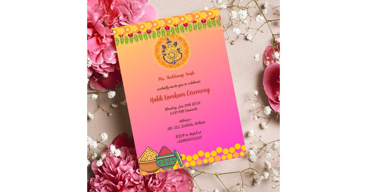 Haldi Kumkum Ceremony Invitation | Zazzle