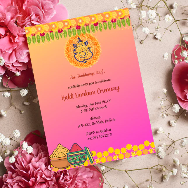 Haldi Kumkum Ceremony Invitation | Zazzle