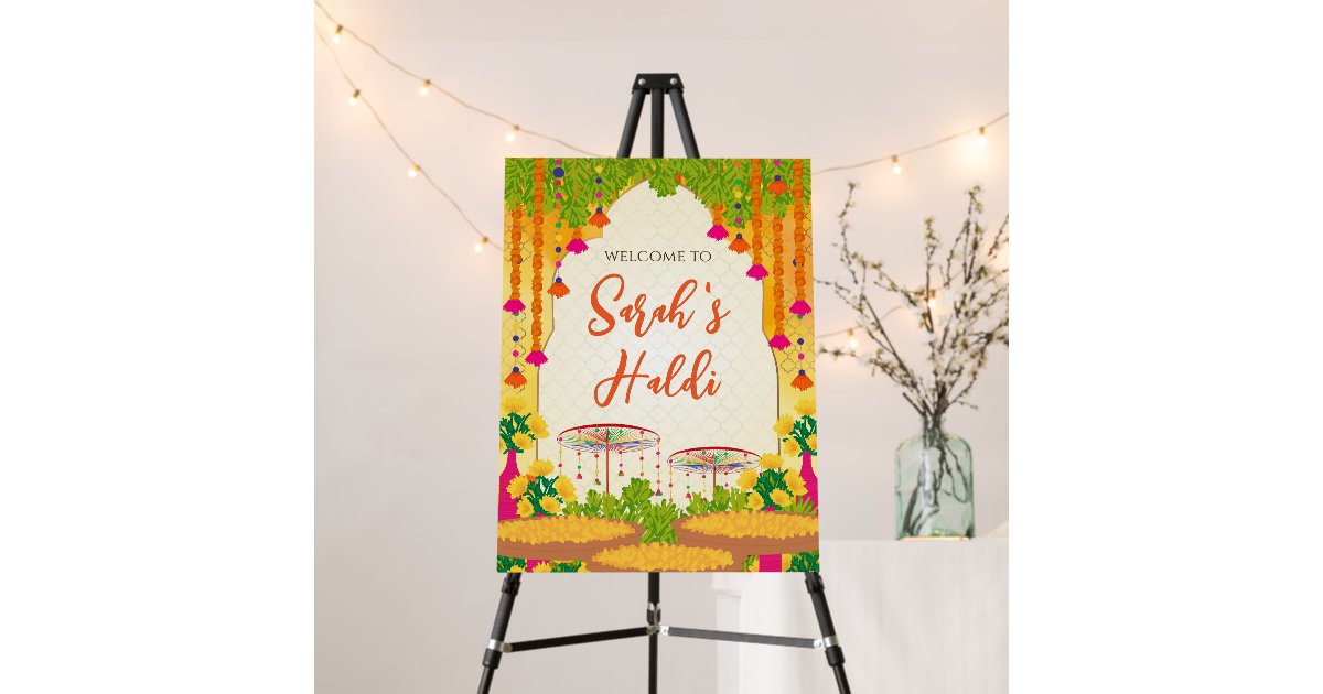 Haldi welcome board as Welcome to Haldi Signs | Zazzle