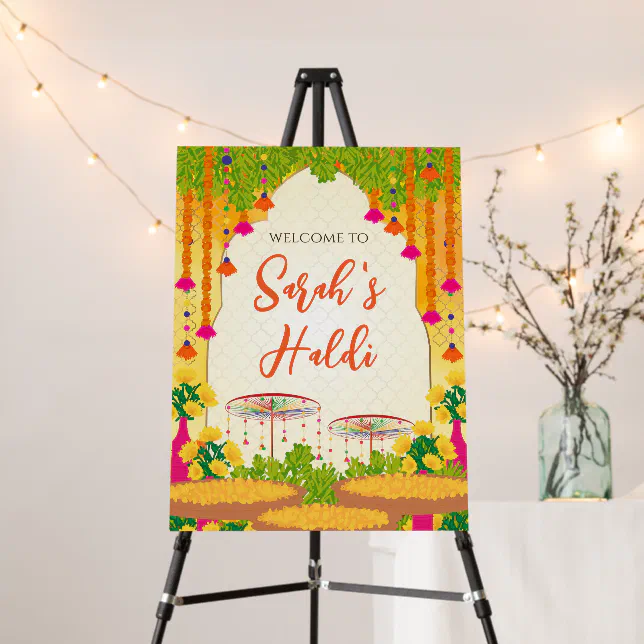 Haldi welcome board as Welcome to Haldi Signs | Zazzle