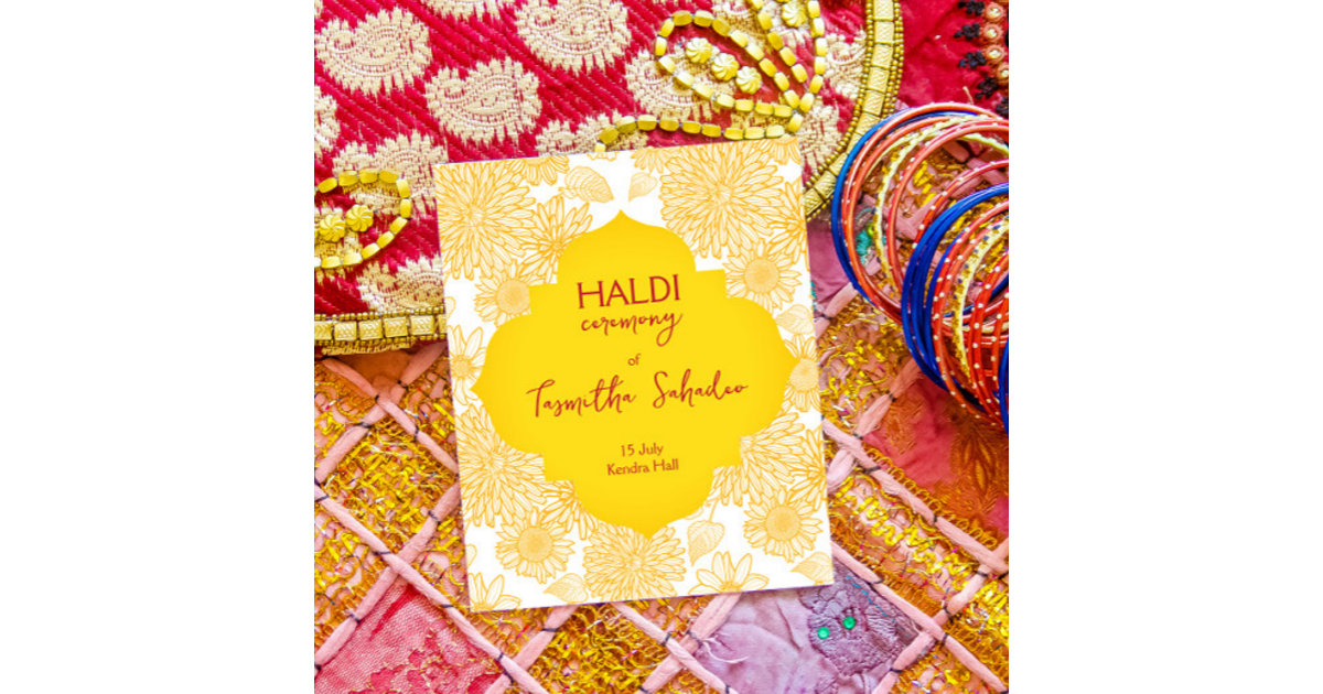 Haldi yellow flowers budget invitation | Zazzle