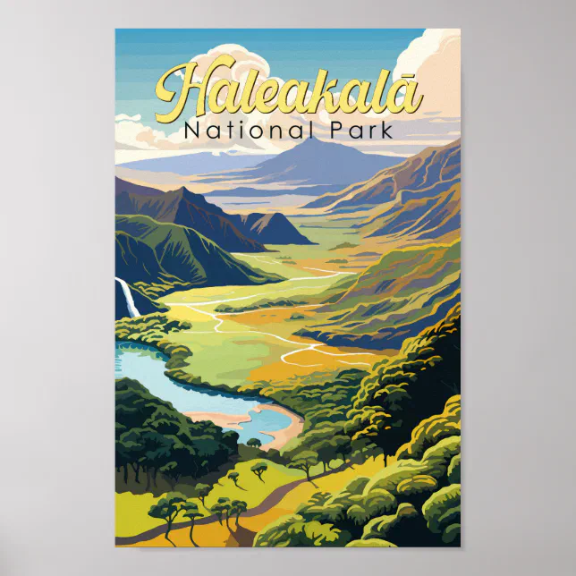 Haleakala National Park Illustration Retro Poster | Zazzle