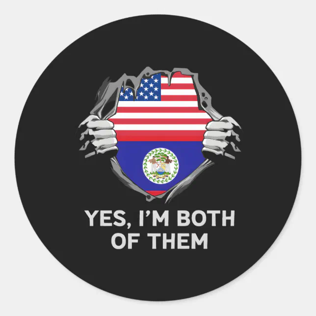 Half American Half Belizean Usa Belize Flag S Classic Round Sticker ...