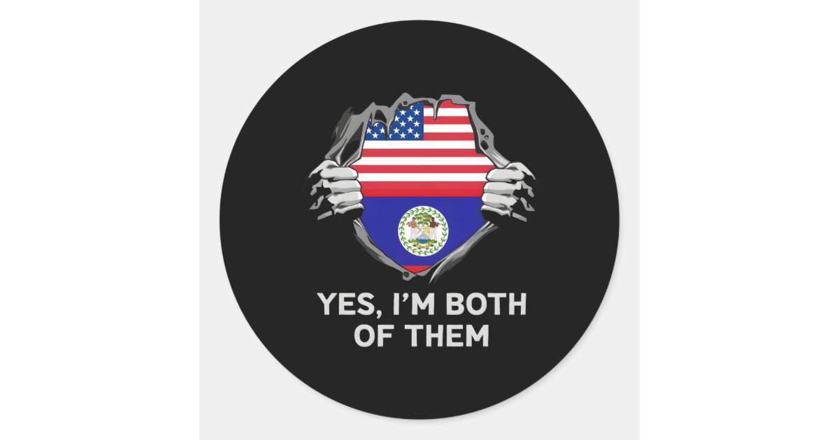 Half American Half Belizean Usa Belize Flag S Classic Round Sticker ...
