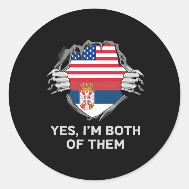 Half American Half Serbian Usa Serbia Flag S Classic Round Sticker | Zazzle