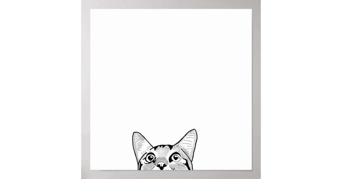 Half cat face line art poster | Zazzle