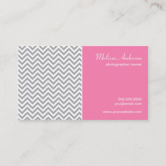 Half Chevron Pattern Gray and Pink Business Card | Zazzle.com