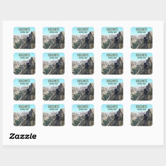Half Dome Yosemite National Park Vintage Souvenir Square Sticker | Zazzle