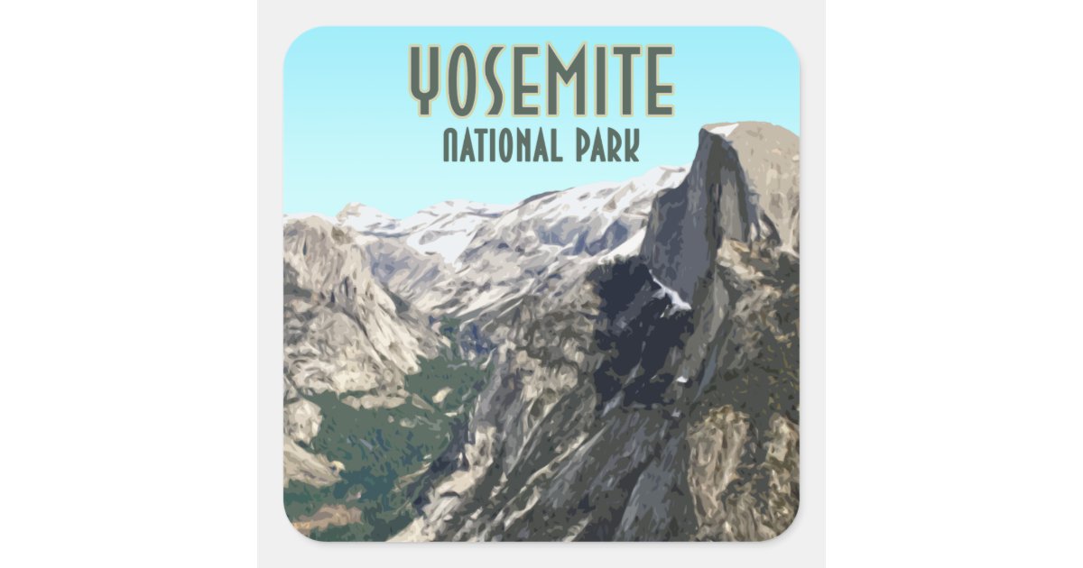 Half Dome Yosemite National Park Vintage Souvenir Square Sticker | Zazzle