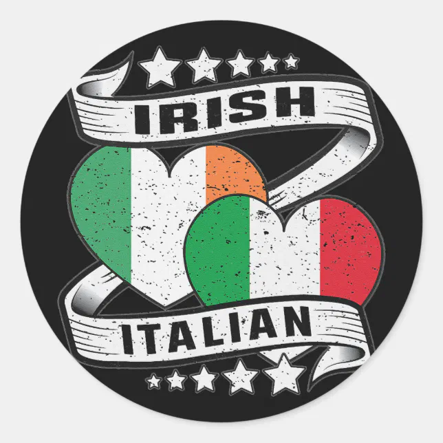 Half Irish Half Italian Irish Italian Flag Classic Round Sticker | Zazzle