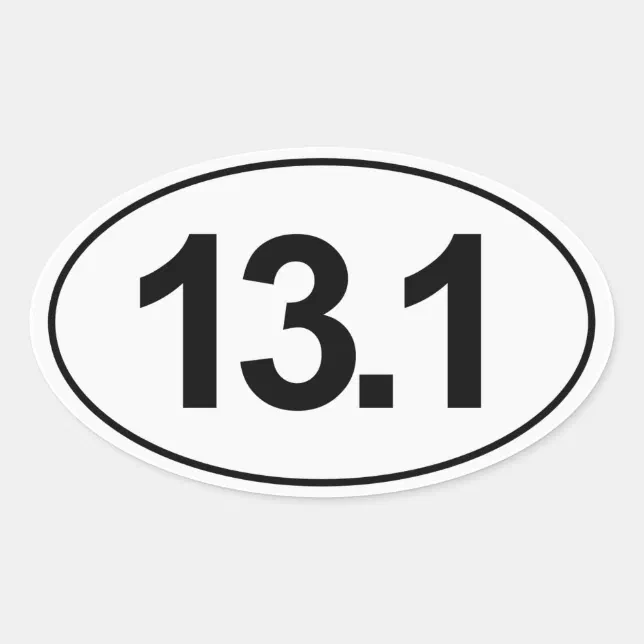 Half Marathon 13.1 Miles Oval Sticker (White) | Zazzle