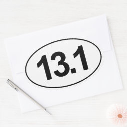 Half Marathon 13.1 Miles Oval Sticker (White) | Zazzle
