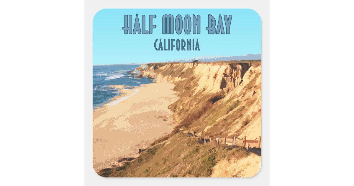 Half Moon Bay California Vintage Square Sticker | Zazzle