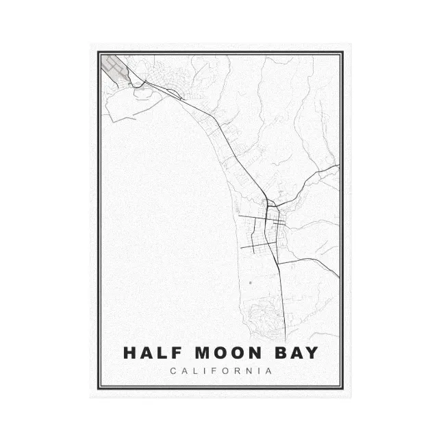 Half Moon Bay Map Canvas Print | Zazzle