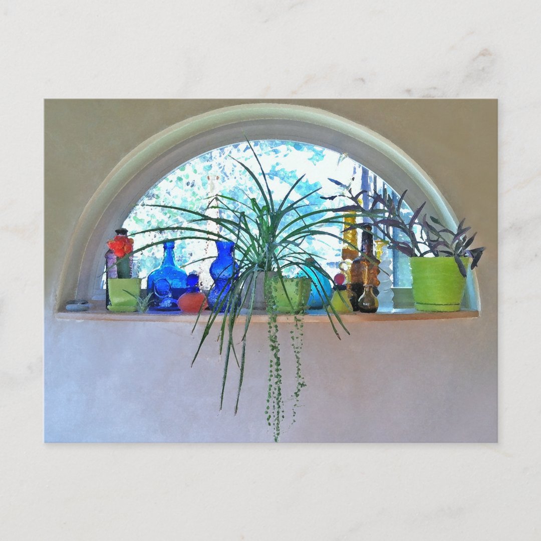 Half Moon Window Watercolor Custom Postcard | Zazzle