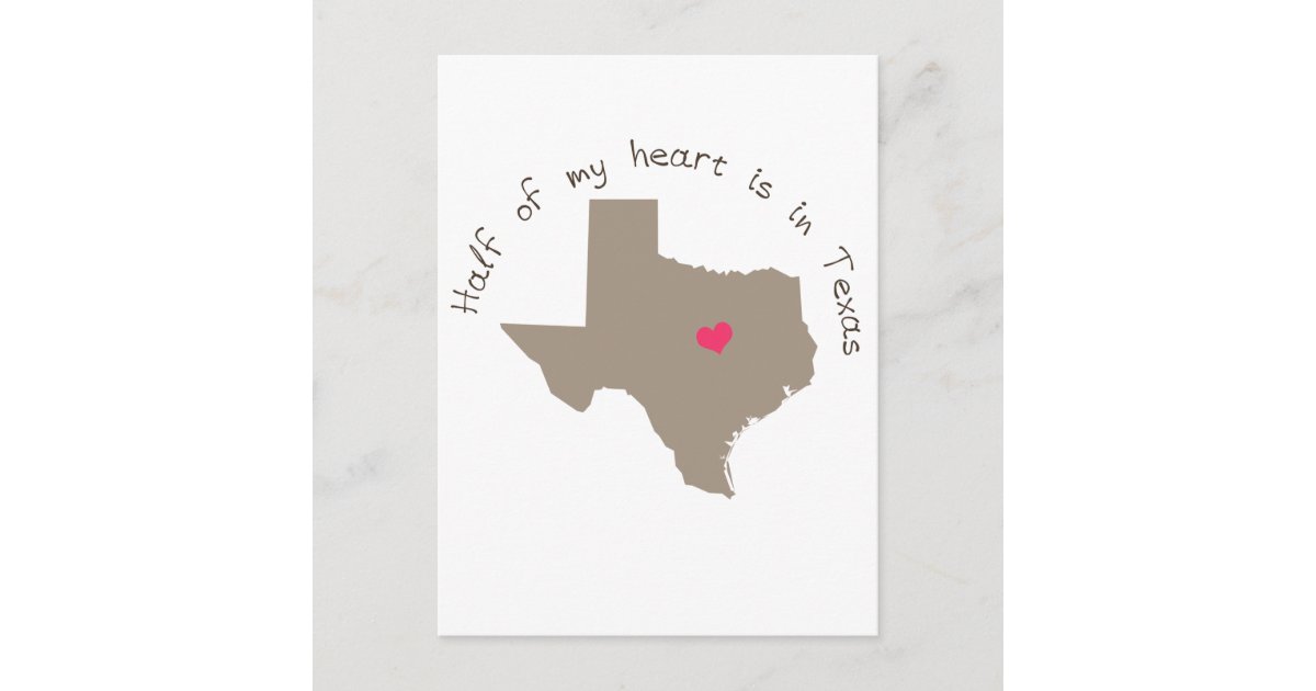 Half My Heart is in Texas Postcard | Zazzle