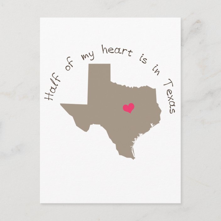 Half My Heart is in Texas Postcard | Zazzle
