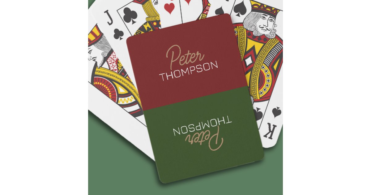Half-Red Half-Green PlayingCards with Name Poker Cards | Zazzle