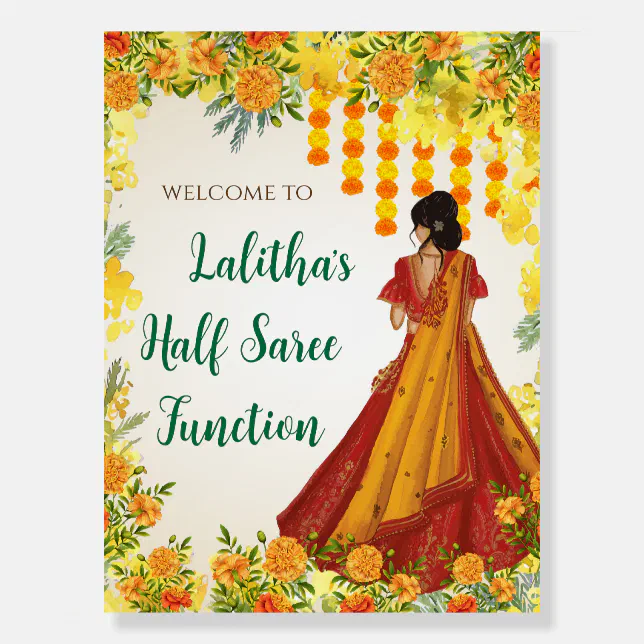 Half Saree welcome signs as Saree ceremony sign | Zazzle