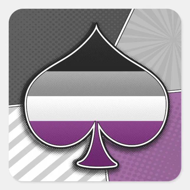 Halftone Asexual Pride Ace Symbol with Flag Square Sticker | Zazzle