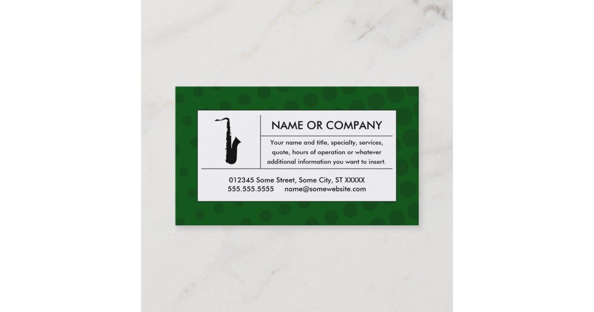 halftone saxophone business card | Zazzle