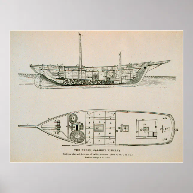 Halibut schooner poster | Zazzle