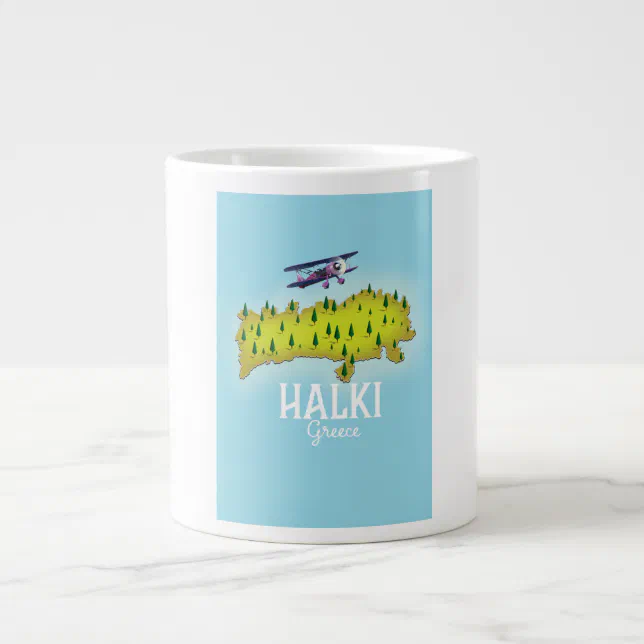 Halki Greece Map Illustrated travel poster Giant Coffee Mug | Zazzle